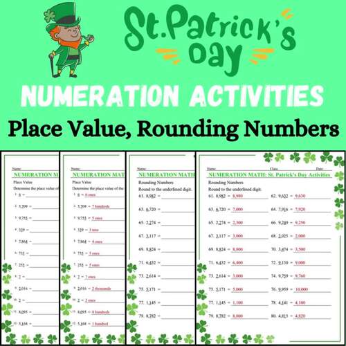 St. Patrick's Day Math Place Value ,Rounding Numbers - Spring ...