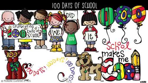 100 Days of School clip art 100 Days clip art COLORED Version | TPT