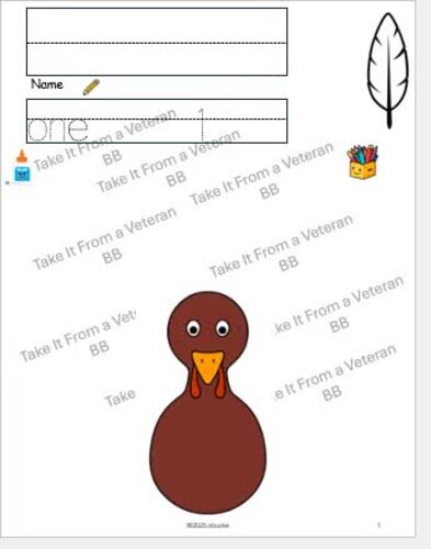 Preschool Kindergarten First Grade Math Worksheet Thanksgiving Numbers ...