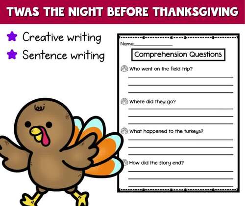 Twas The Night Before Thanksgiving | Book Companion Activities | TPT