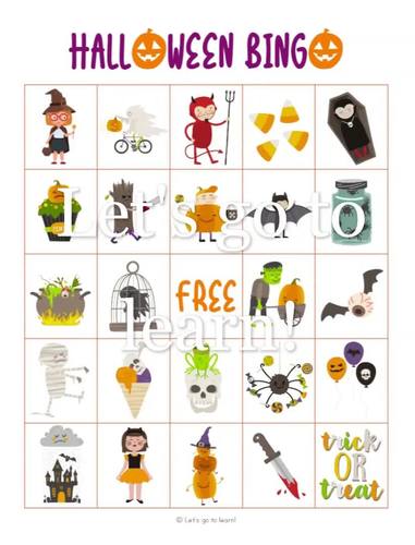 Halloween Bingo, Party Game, Family Activity, Party Favor by Let's go ...