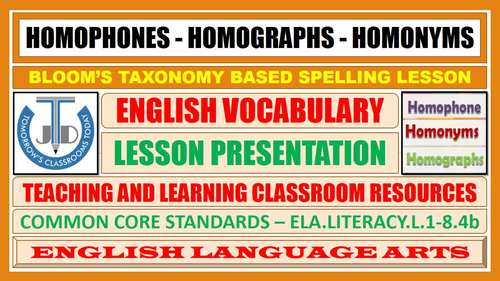 HOMOPHONES - HOMONYMS - HOMOGRAPHS: POWERPOINT PRESENTATION by JOHN DSOUZA