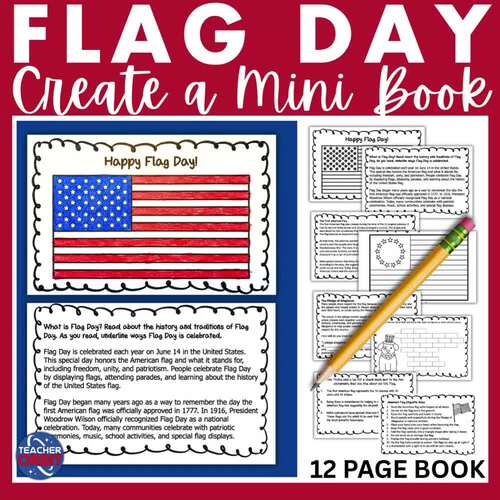 Flag Day Mini Book Activity | End of the Year | Reading & Patriotic Craft