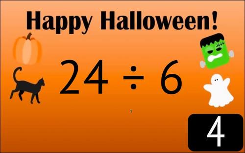 Halloween Division Facts Google Classroom™ Digital Flash Cards (0-10)