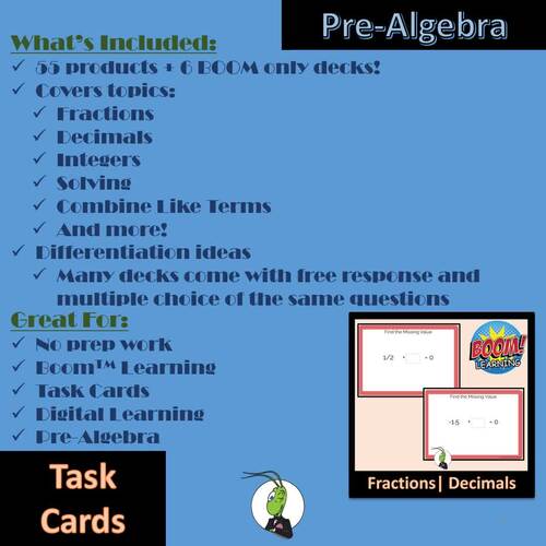 Pre Algebra Math Skills Boom Digital Task Card Bundle | TPT