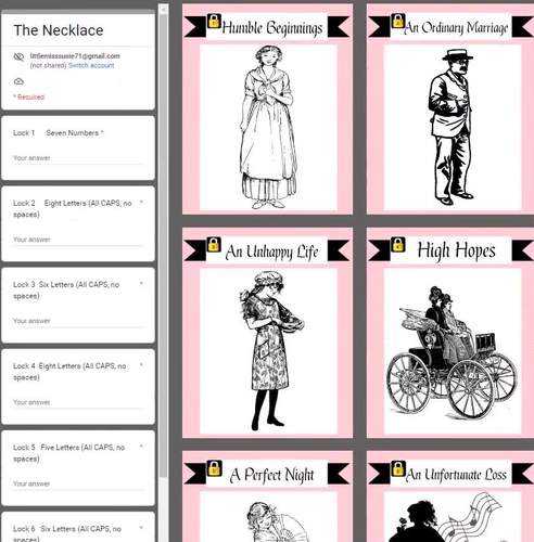 The Necklace Lesson Activity Digital Escape Room Breakout by Susie's ...