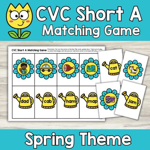 CVC Short A Matching Game Kinder 1st 2nd grade phonics Center | Spring ...