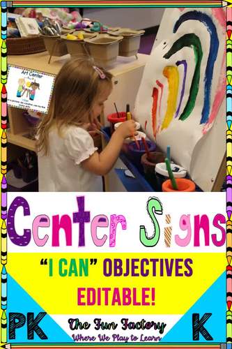 PK and Kindergarten Center Signs | EDITABLE | Center Signs I Can Statements