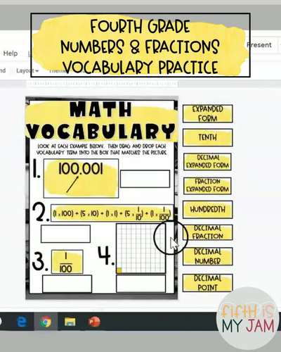 4th Grade Math Vocabulary Common Core Set 6 by Fifth is my JAM | TpT