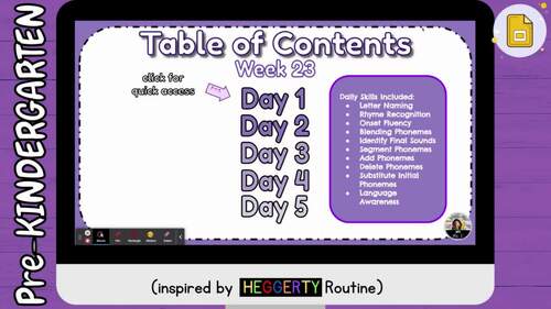 Phonological Awareness Heggerty Inspired Weeks 21-24 Pre-k Purple Book