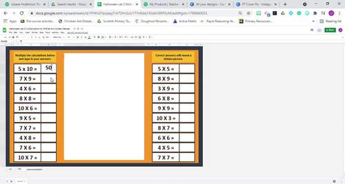 Halloween Cat (2) Multiplication to 10 Pixel Art Mystery Reveal | TpT