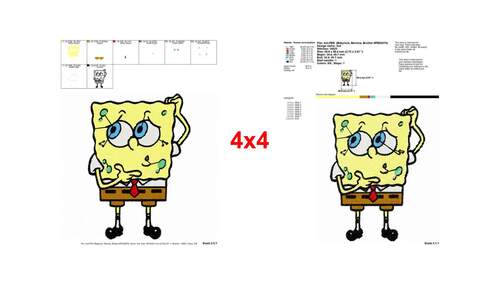 Spongebob Squarepants Confused Thoughtful Pose Cartoon Embroidery ...