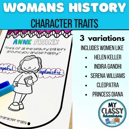 Womans History Month Character Traits Pennants for Display | TpT