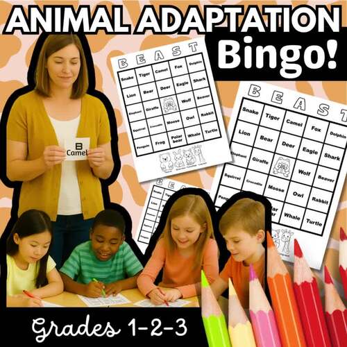 Animal Adaptations Matching | Science Bingo Game for Grades 2–3 | TPT