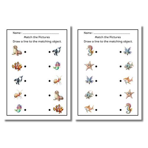 Printable Matching Worksheets, Match the Picture,Kindergarten Preschool ...
