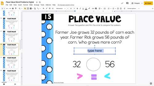 Place Value Comparing Numbers Word Problems by Lessons By The Lake