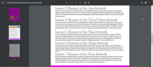 5th Grade Art Lessons, Elements of Art Unit and Space Art Projects for ...
