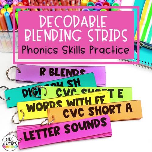 Decodable Word Blending Strips Word Lists for Fluency, Blending CVC ...