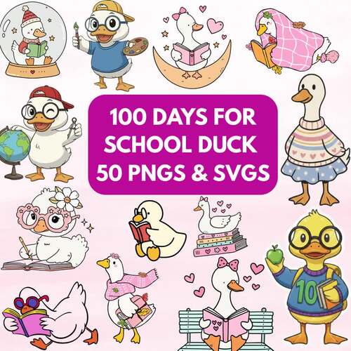 100 Days Duck PNG | 100th Day of School Clipart & Classroom Design