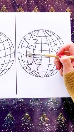New Years Eve Disco Ball Coloring Stick Craft New Year Celebration ...