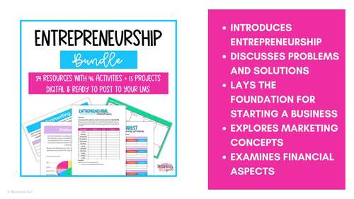 Entrepreneurship Activities and Projects Mega Bundle by Business Girl