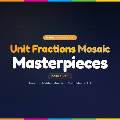 Understanding Fractions 3rd Grade Mystery Picture Digital Mosaic 3.NF.1