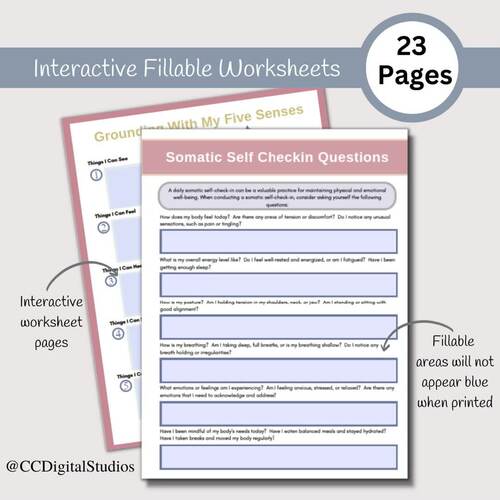 Somatic Therapy Worksheets, Felt Senses Somatic Exercises for Sensory ...