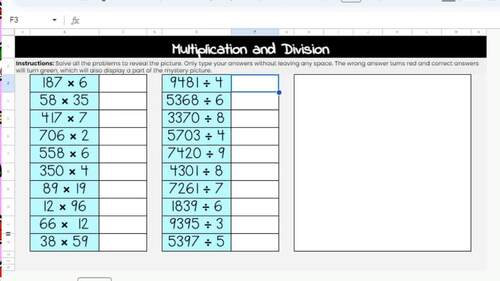 Earth Day Math 3 digit Multiplication & Long Division Pixel Art Digital ...
