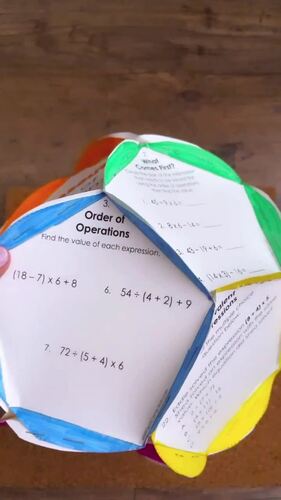 5th Grade Math Craft Order of Operations Dodecahedron Math Review Project