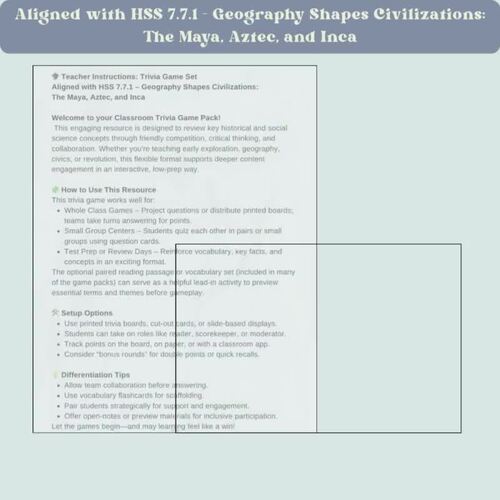 HSS 7.7.1 Geography Shapes Civilizations: Maya, Aztec, and Inca ...
