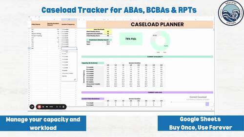 BCBA Caseload Tracker, BCBA Caseload Management, ABA Caseload Planner
