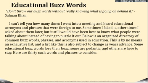 COMPLETE TEACHER Lesson 76 - Educational Buzz Words | TPT