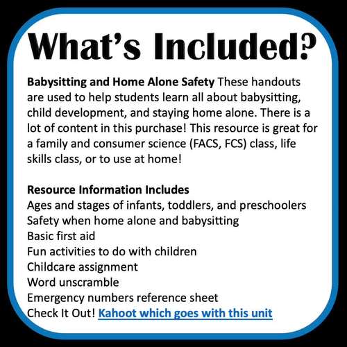 Babysitting and Home Alone Safety Lessons - Editable - FACS - FCS ...