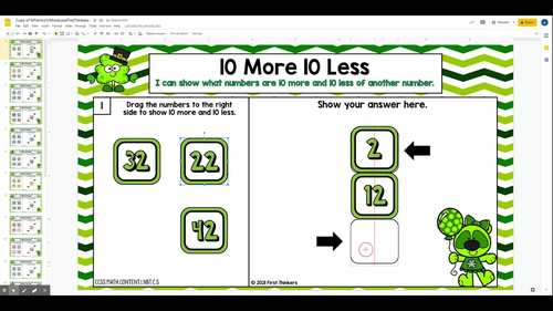 Ten More Ten Less St Patricks Day Math Activities Google Slides Seesaw