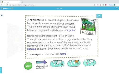 The Rainforest Habitat DIGITAL Interactive Distance Learning BOOM Cards