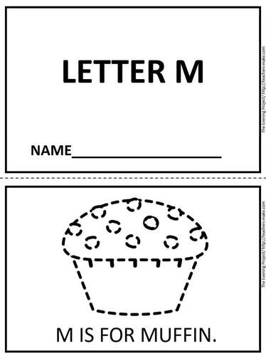 Letter M tracing and coloring emergent reader for pre-K, K, homeschool ...