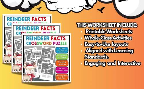 Christmas Reindeer Facts Crossword December Activities 4th,5th,6th,7th ...