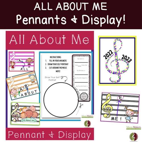 All About Me - Elementary Music Class -Music Note Pennants and Complete ...