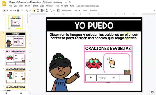 Oraciones Revueltas | Google Classroom™ by La Chica Bilingue | TPT