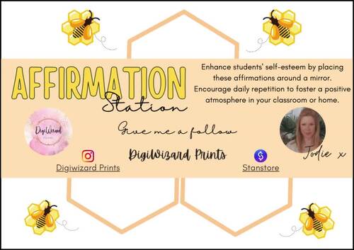 Printable Bee | Affirmation Station Classroom Decor | Boost Student ...