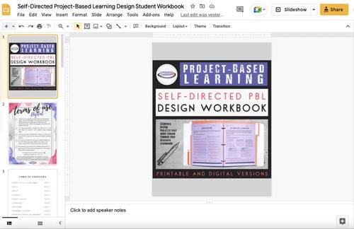 Student-Led Project-Based Learning Design Workbook | TPT
