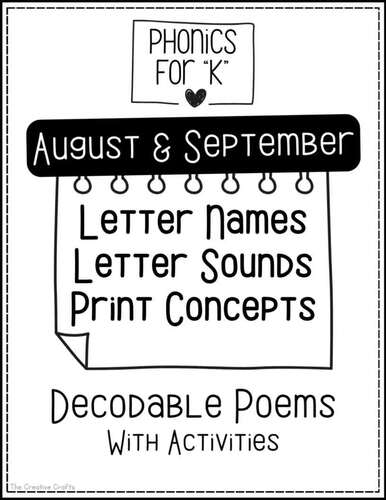 September Phonics Decodable Poems for K: Letter Names and Sounds, SoR ...