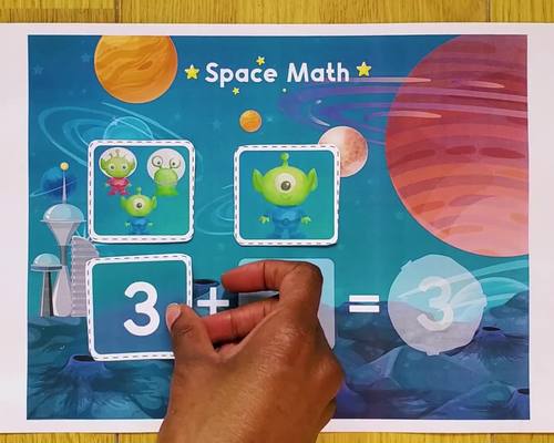 Space Addition Worksheet, PreK, Kindergarten, 1st Grade Math Game ...