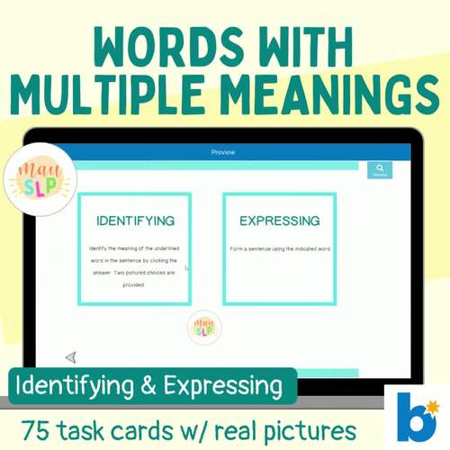 Words with Multiple Meanings Homonyms Boom Cards™ for Speech Therapy by ...
