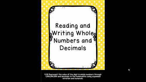 Reading and Writing Whole Numbers and Decimals (4.2B) - Blended ...