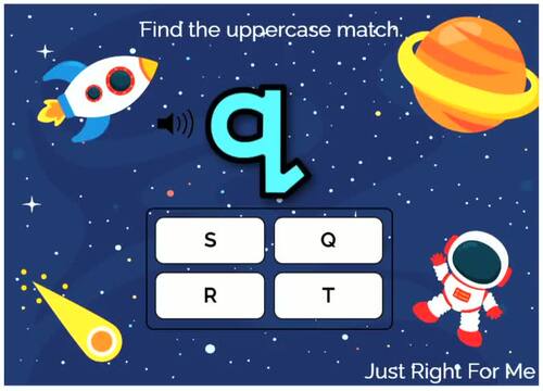 Space Explorers Matching Uppercase and Lowercase Letters Boom Cards