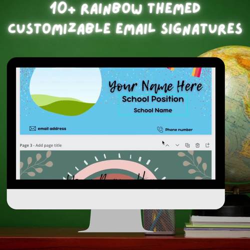 Rainbow Themed Email Signature Templates - Editable and in Canva