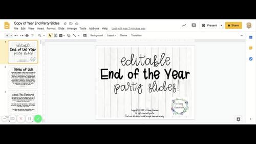 Year End Party- Powerpoint, Google Slides, Distance Learning, Slideshow