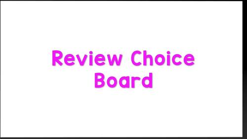 Middle School ELA End of Year Review: Standards Choice Board- Distance ...