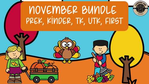 November Morning Work PreK Kindergarten First Grade TK Fall Worksheets ...